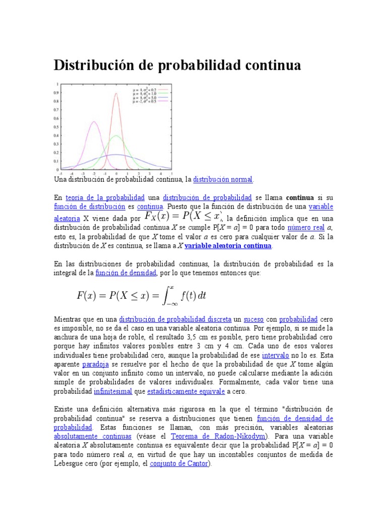 Distribución de Probabilidad Continua | PDF | Distribución de ...