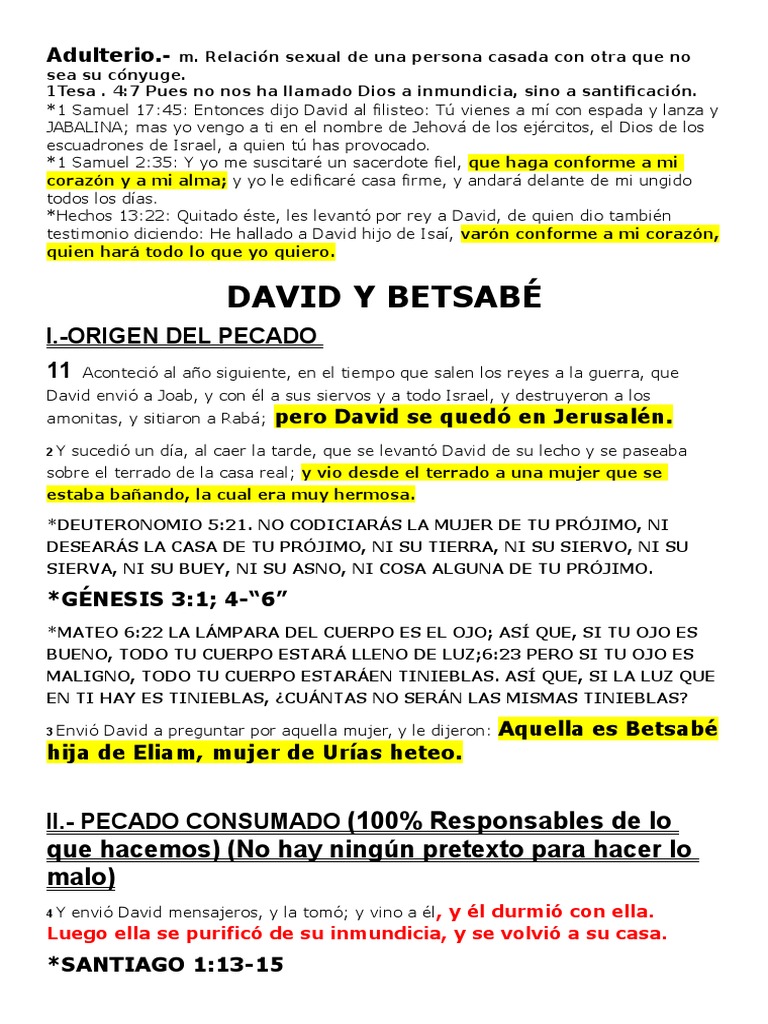 David y Betsabé (Pecado) | PDF | David | Pecado