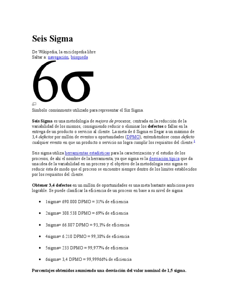 Seis Sigma | PDF | Six Sigma | Metodología