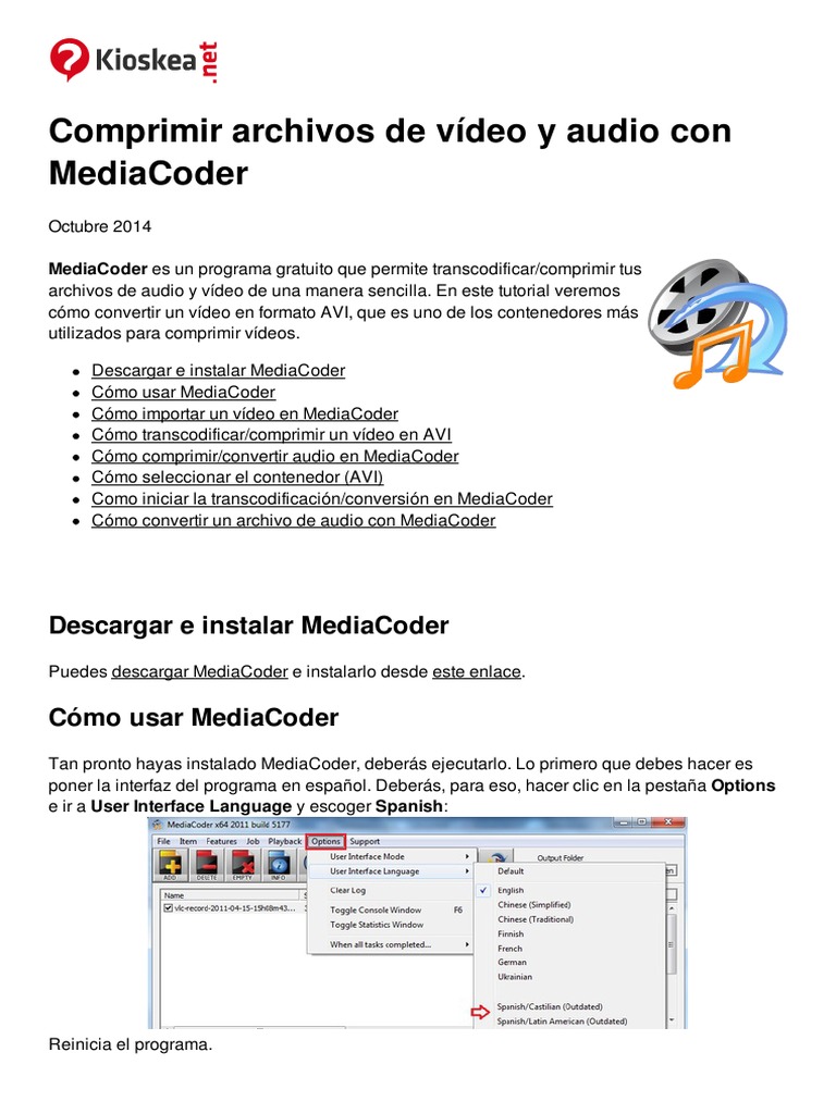Comprimir Archivos de Video y Audio Con Mediacoder 6979 NDQMCJ | PDF | Mp3 | Vídeo