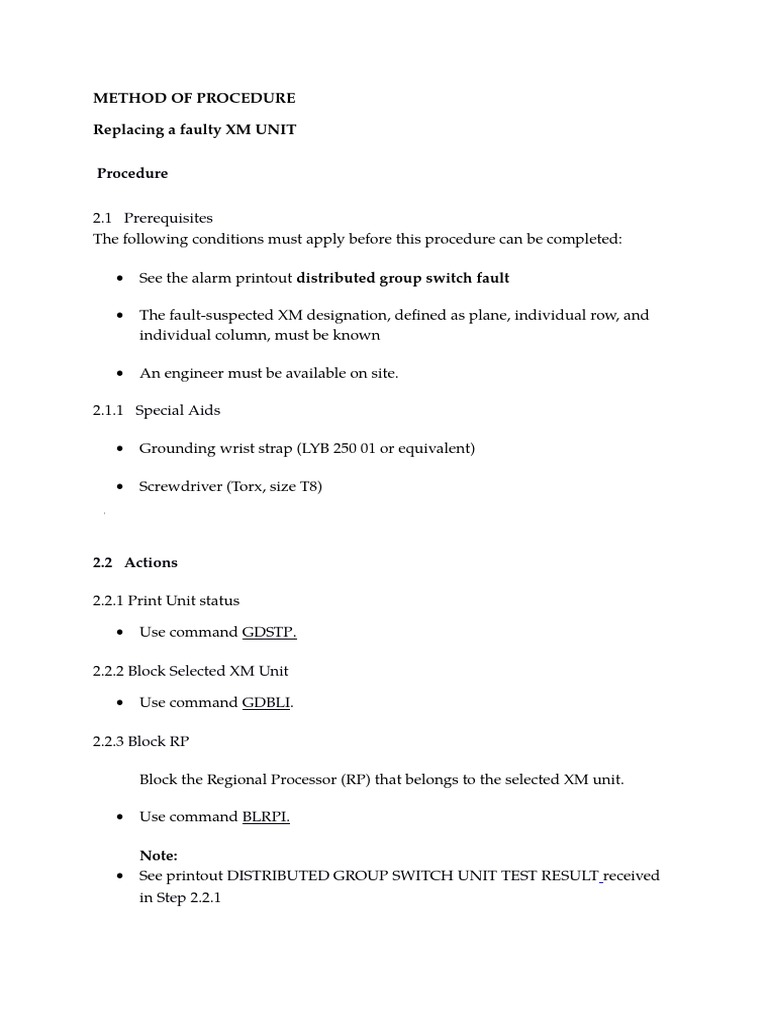 Replace Faulty XM Unit Guide | PDF