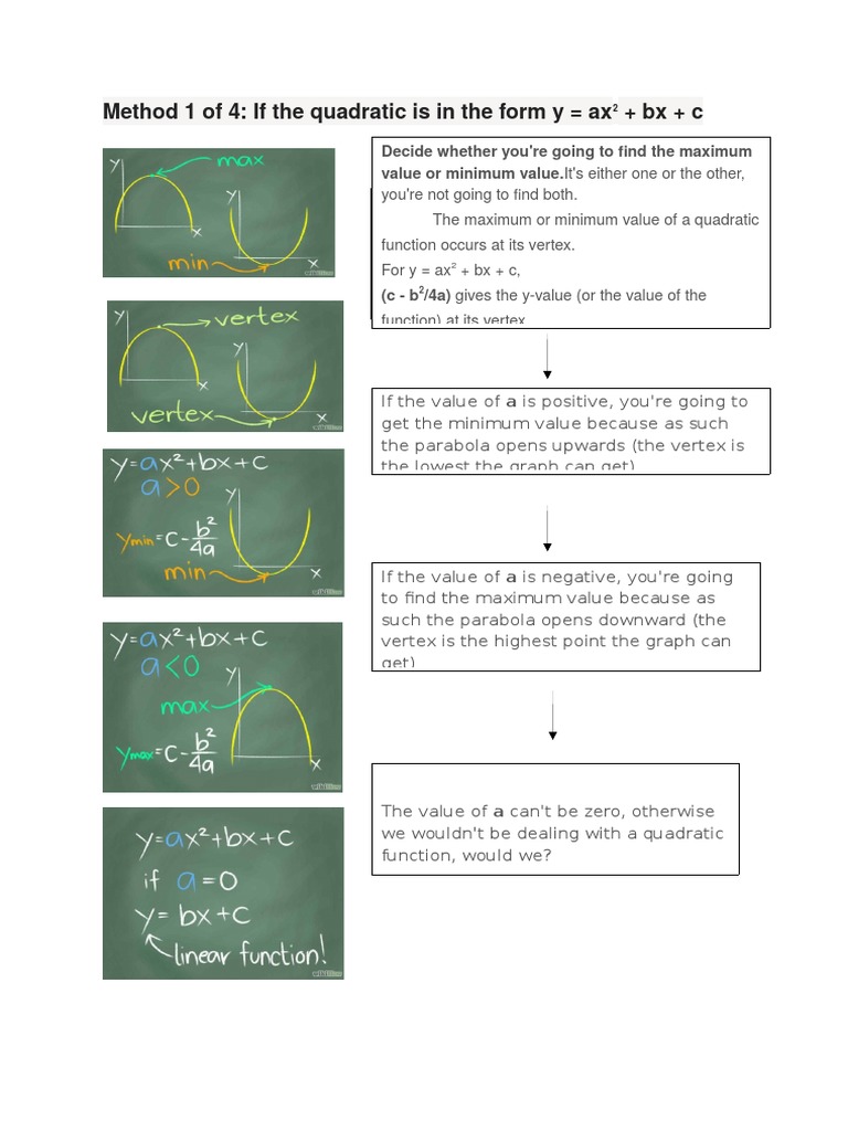 Method 1 of 4: If The Quadratic Is in The Form y Ax + BX + C | PDF ...