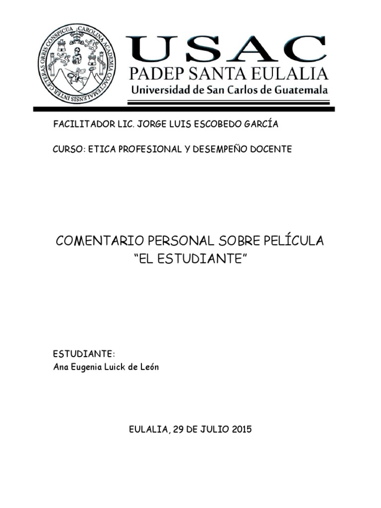 Comentario Sobre La Pelicula El Estudiante | PDF | Don Quijote