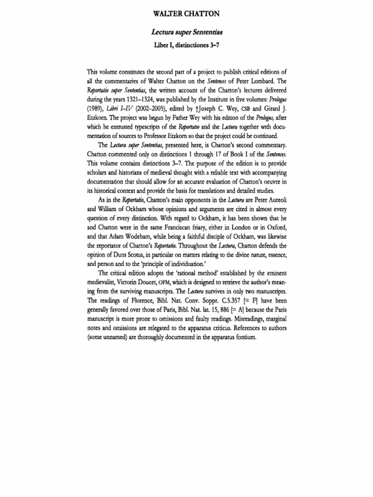 Chatton II | PDF | Soul | Metaphysics