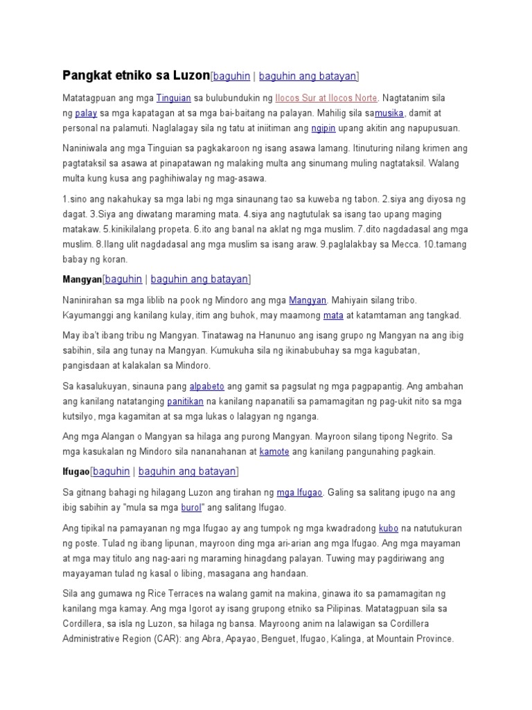 Pangkat Etniko Sa Luzon | PDF