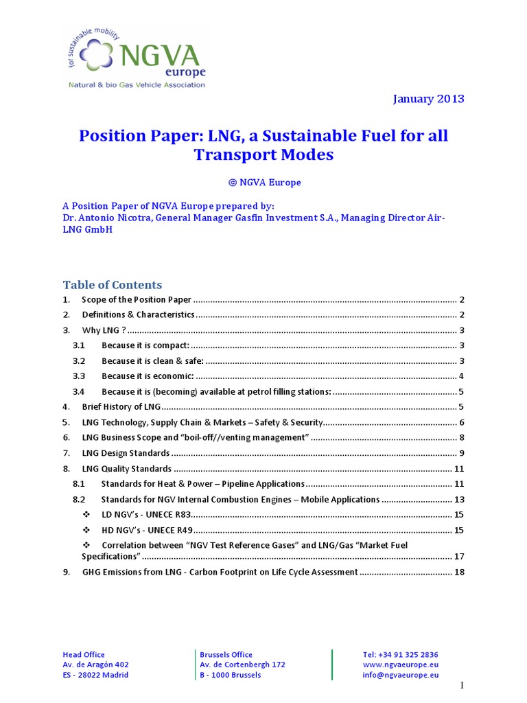 NGVA Europe Position Paper On LNG | PDF | Liquefied Natural Gas ...