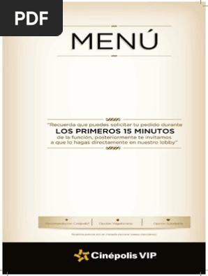 Cinepolis Vip Menu