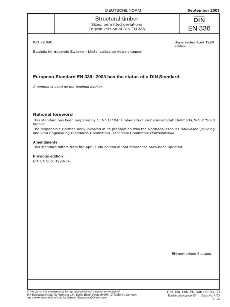 Din en 336-2003 | PDF