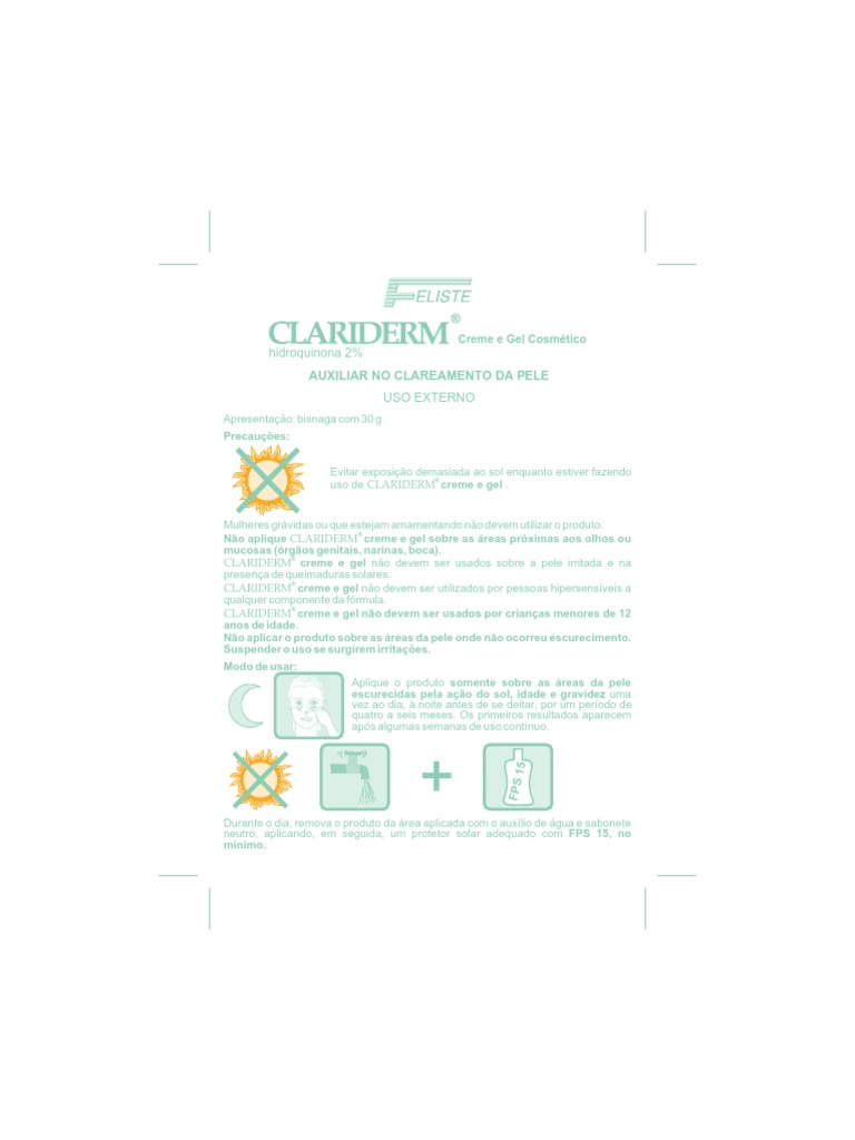 Bula - Clariderm Creme - Gel | PDF | Protetor solar | Gravidez
