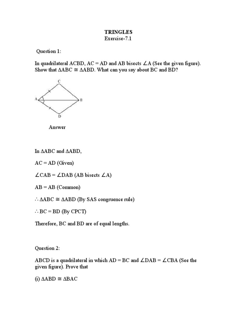 Maths notes-tringles-IX | PDF | Triangle | Perpendicular