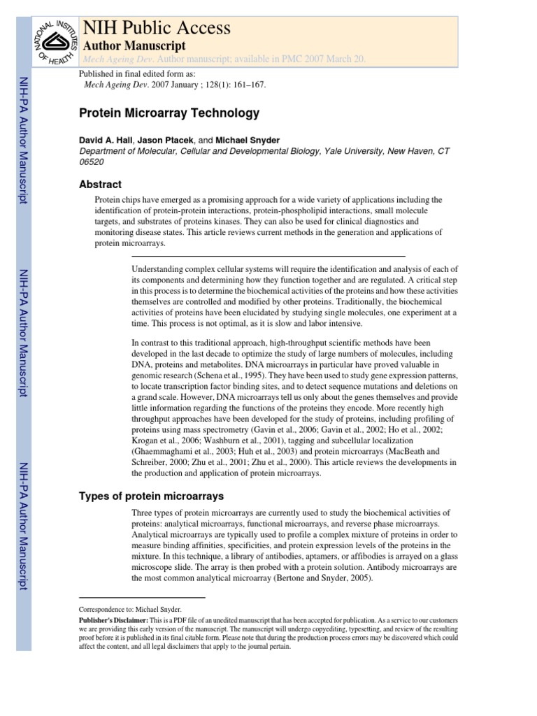 Protein Microarray Technology | PDF