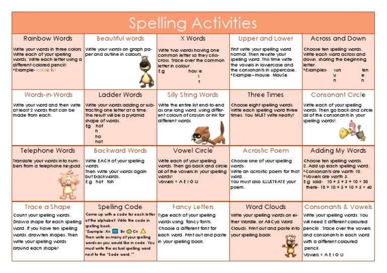 Fun Spelling Activities for Kids | PDF | Vowel | Consonant