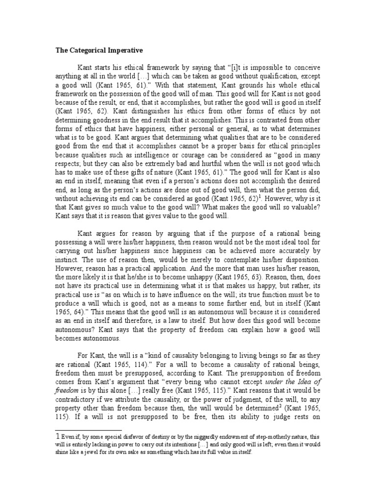 Kant's Categorical Imperative Explained | PDF | Philosophical Works ...