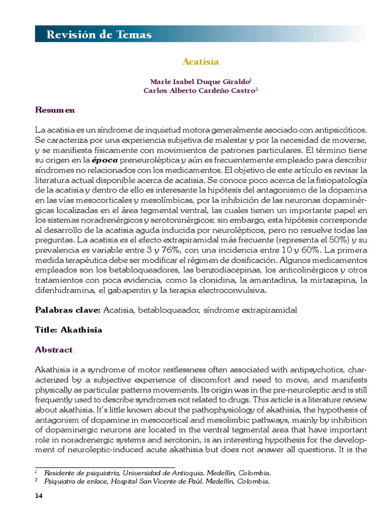 Acatisia | PDF | Dopamina | Antipsicótico