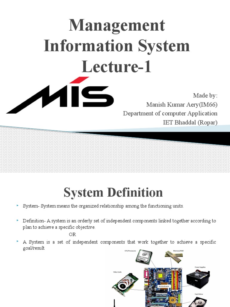 Management Information System | PDF | System | Input/Output