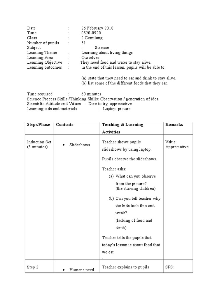 Steps/Phase Teaching & Learning Activities Remarks | PDF | Lesson Plan ...
