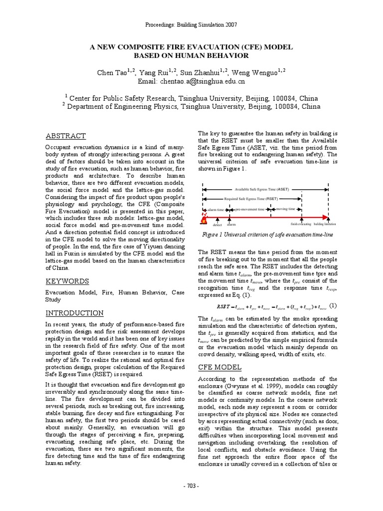 A New Composite Fire Evacuation (Cfe) Model Based On Human Behavior ...