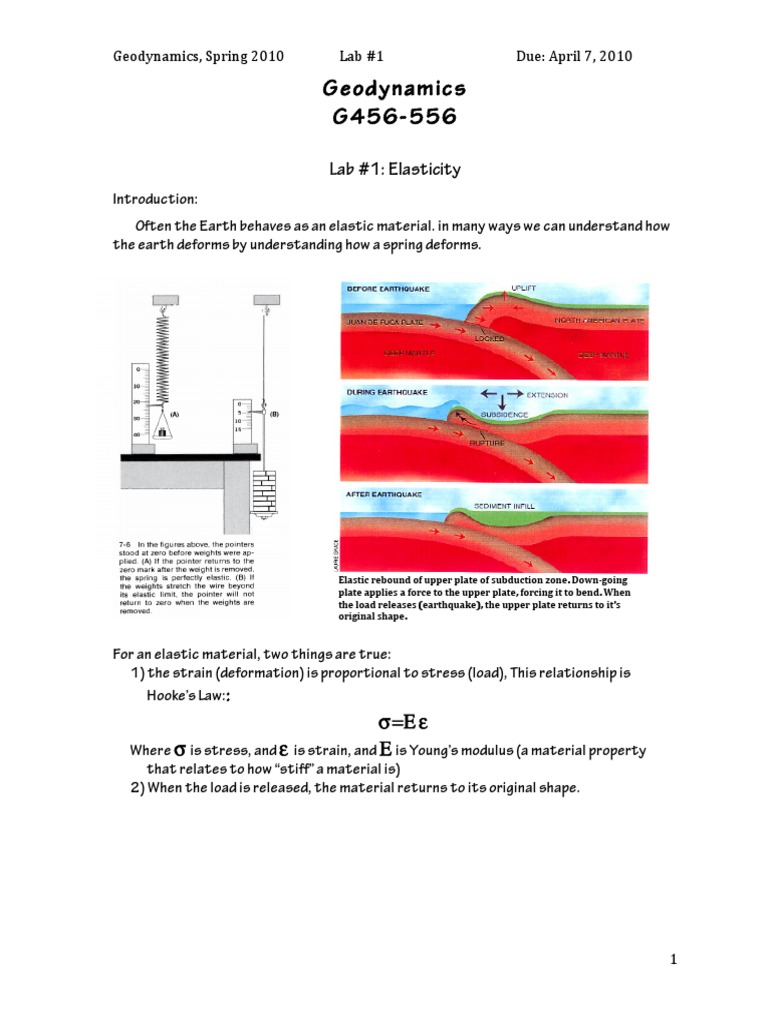 Geodynamics G456-556: Lab #1: Elasticity | PDF | Young's Modulus ...