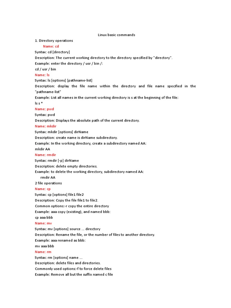 Linux Basic Commands PDF | PDF | Directory (Computing) | Computer File