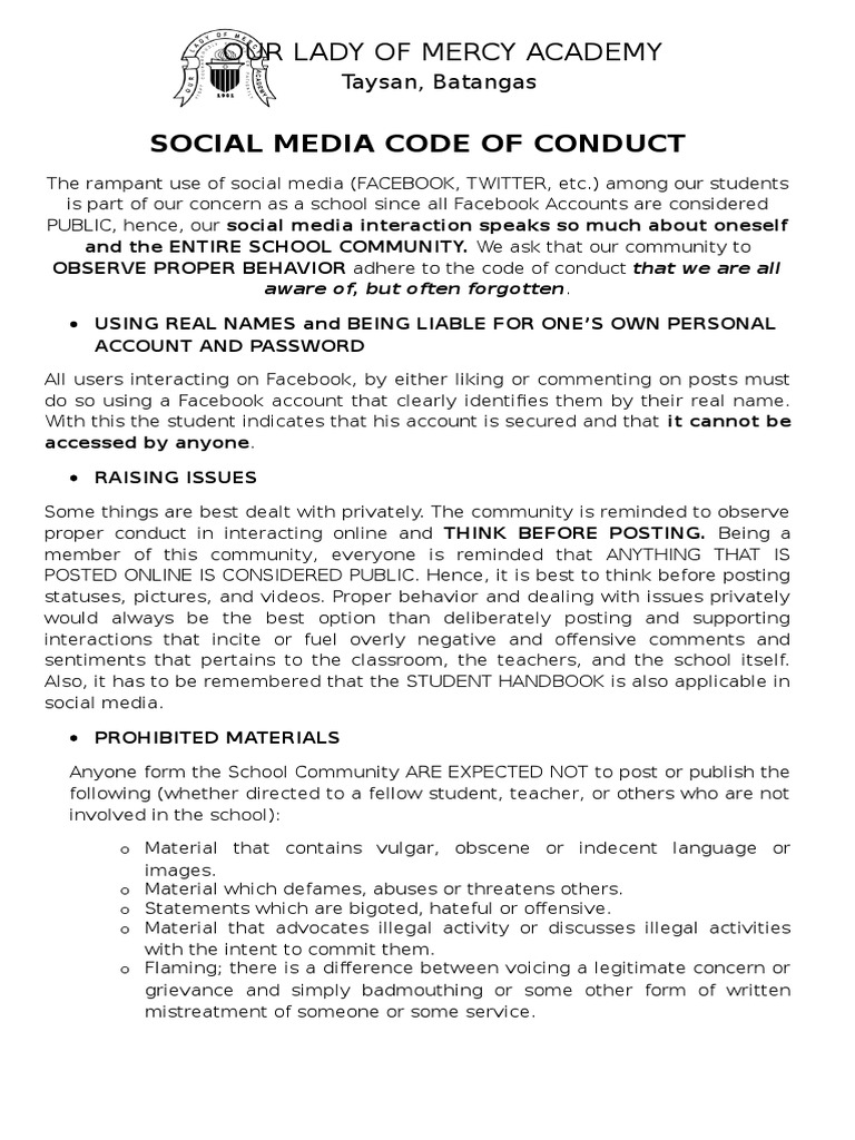 Social Media Code of Conduct | PDF