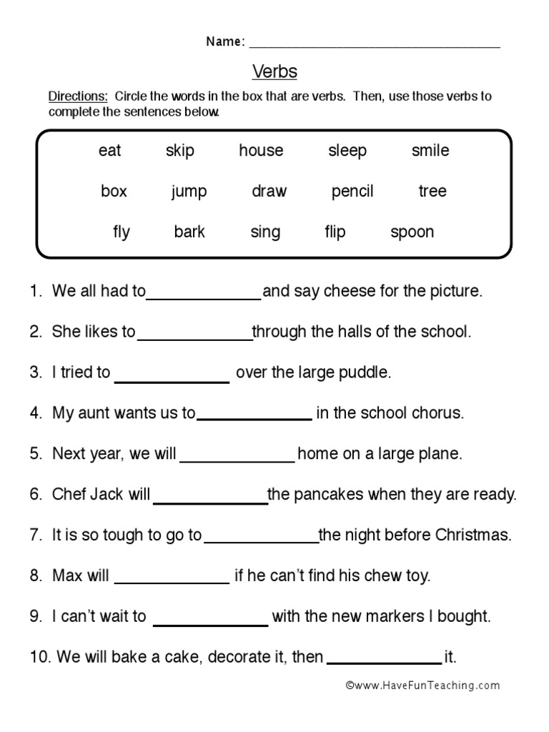 Verb Worksheet 1 | PDF | Morphology | Onomastics