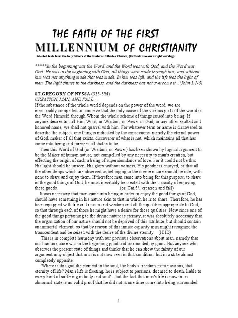 Millennium Millennium of Christianity: The Faith of The First ...