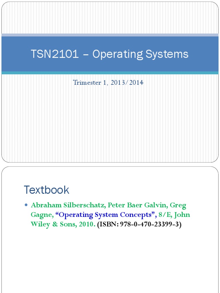 TSN2101 - Operating Systems: Trimester 1, 2013/2014 | Download Free PDF | Computer Data Storage ...