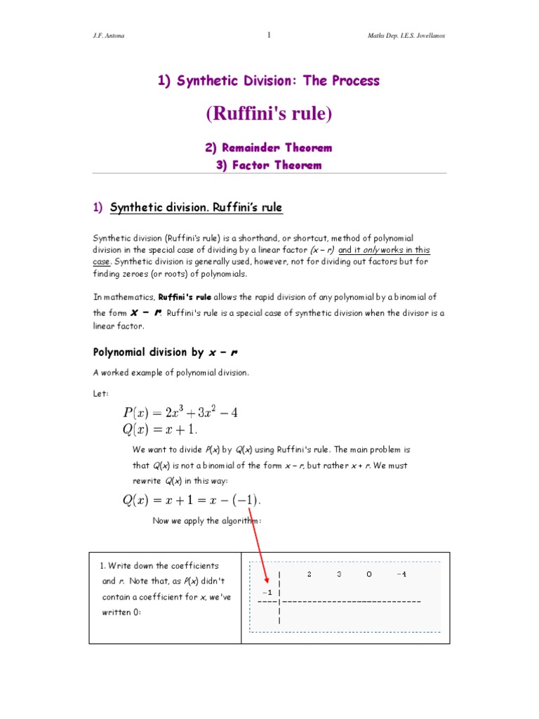 Ruffinis Rule-1287767540 | PDF | Algorithms | Mathematical Objects