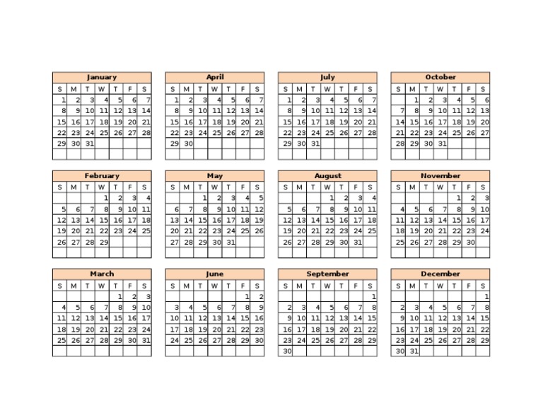 Any Year Calendar 1 | PDF | Sports & Recreation