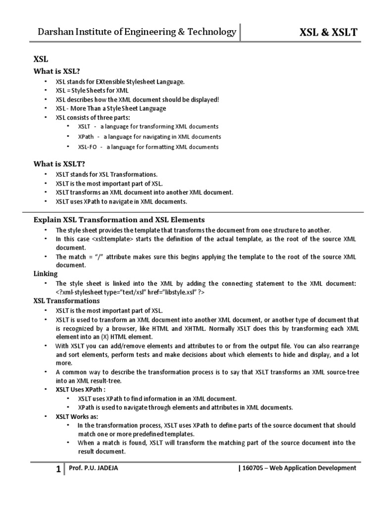XSL & XSLT Guide for Web Dev Students | PDF | Xslt | X Path