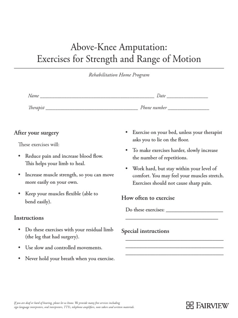 Above-Knee Amputation: Exercises For Strength and Range of Motion | PDF | Hip | Amputation