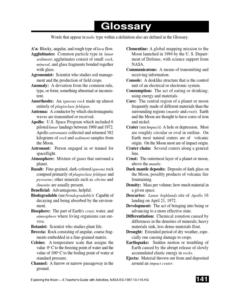 NASA Moon Glossary | PDF | Planetary Surface | Moon
