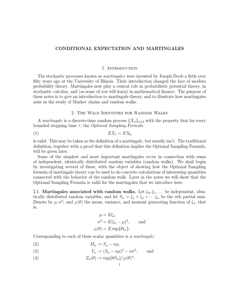 Conditional Expectation and Martingales | PDF | Expected Value ... Conditional Expectation and Martingales | PDF | Expected Value ...