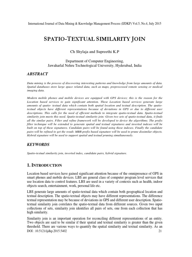 Spatio Textual Similarity Join Pdf Computer Data Computing