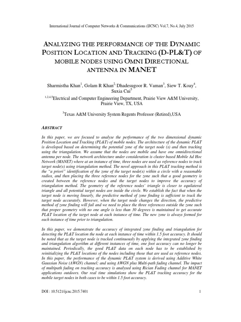 Analyzing The Performance of The Dynamic Position Location and Tracking ...