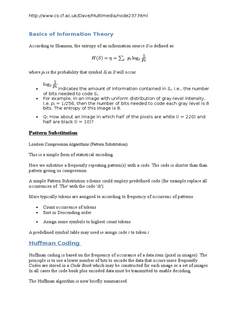 Basics of Information Theory | PDF | Data Compression | Computer Data