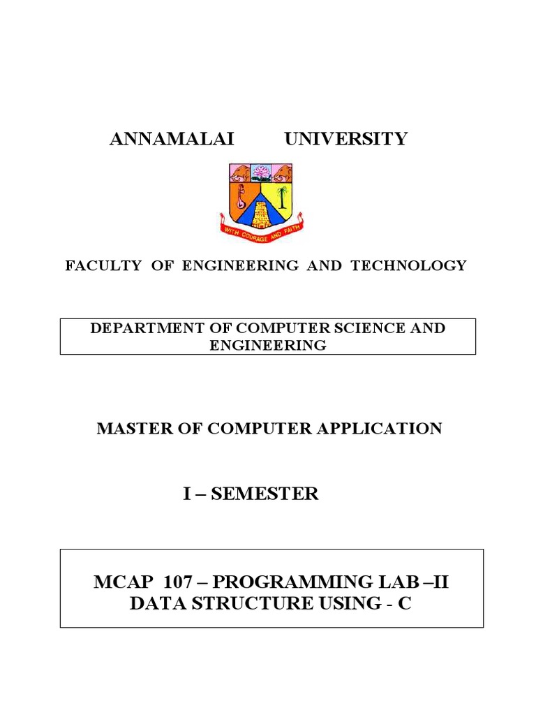 Prog Lab-II-Data Structures Using C-Lab Manual | PDF | Algorithms And Data Structures | Computer ...