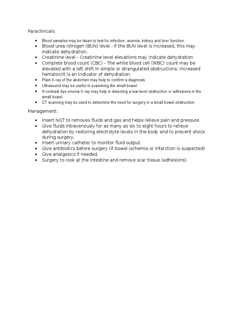 Paraclinical Tests for Bowel Obstruction | PDF | Self-Improvement ...