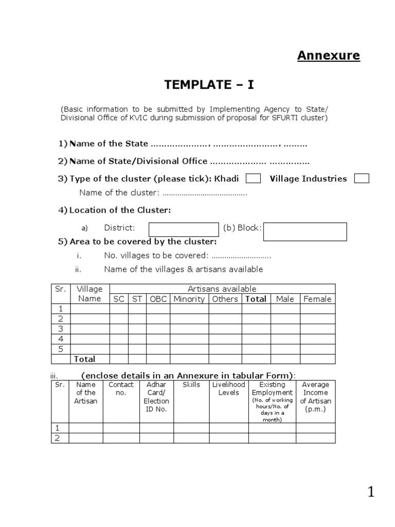 Annexure - Template I PDF | PDF