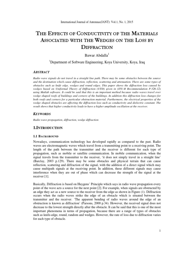 Wedge Diffraction Loss in Radio Waves | PDF | Diffraction | Radio ...
