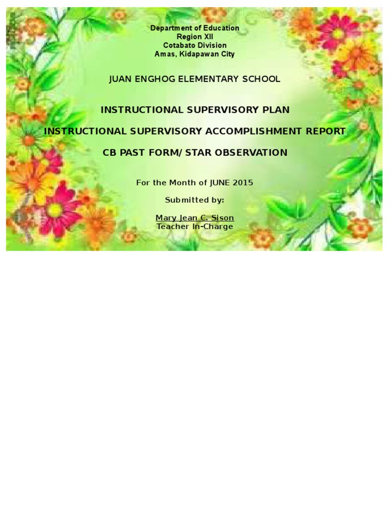 Instructional Supervisory Plan Instructional Supervisory Accomplishment ...