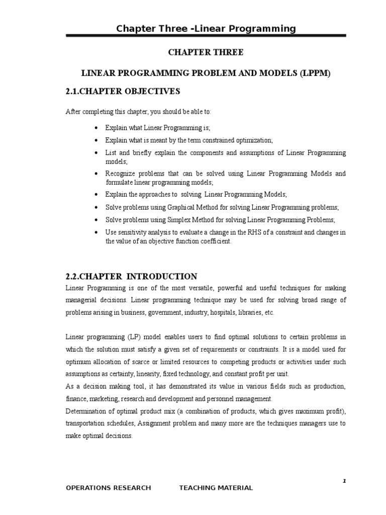 cHAPTER 3 LPPM | PDF | Linear Programming | Loss Function
