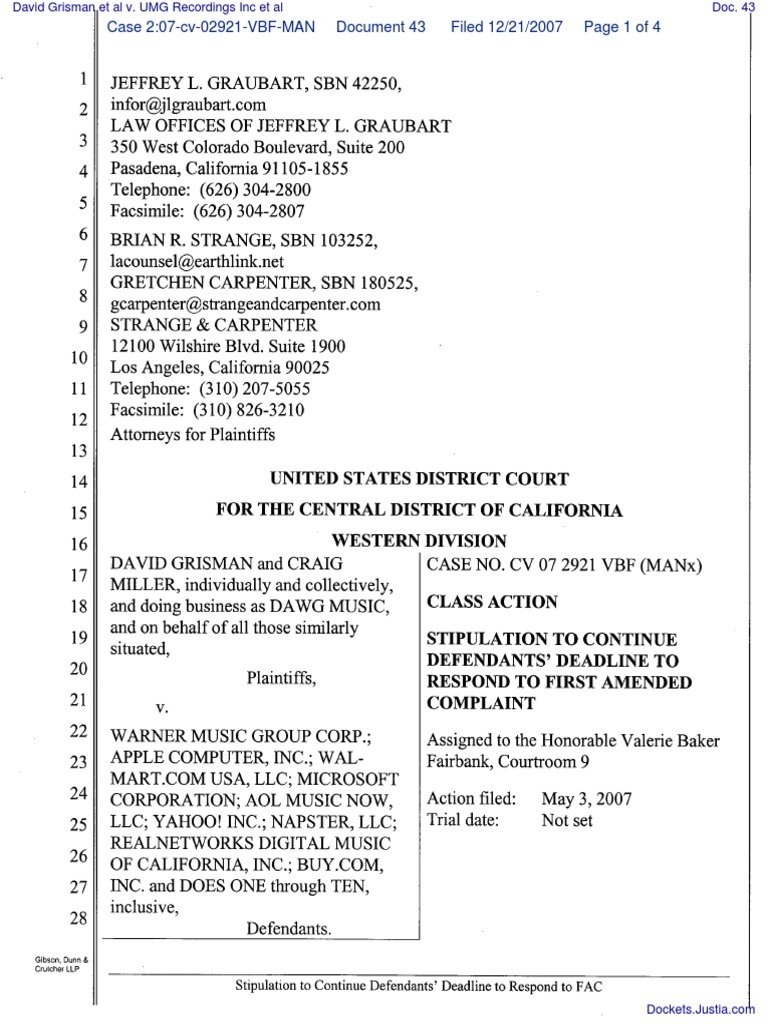 David Grisman Et Al v. UMG Recordings Inc Et Al - Document No. 43 | PDF ...