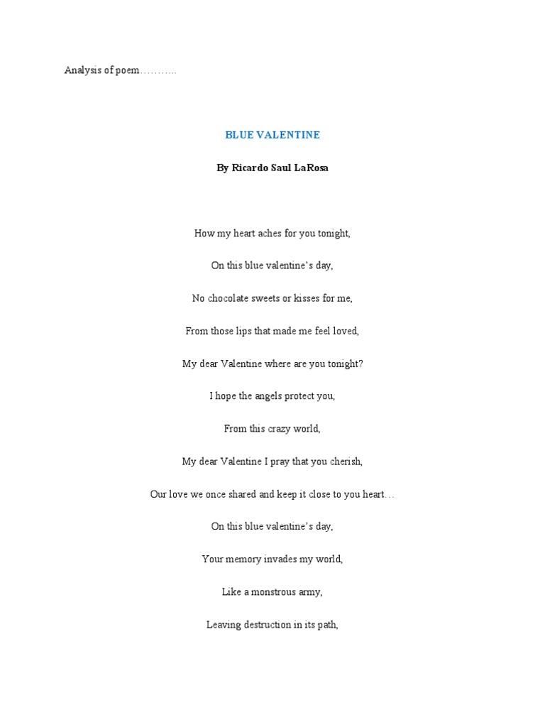 Analisis Poem Blue Valentine | PDF | Emotions | Emotional Intelligence