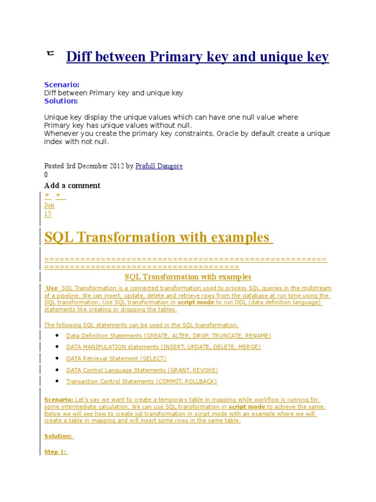 Real Time Scenario | PDF | Pl/Sql | Database Index