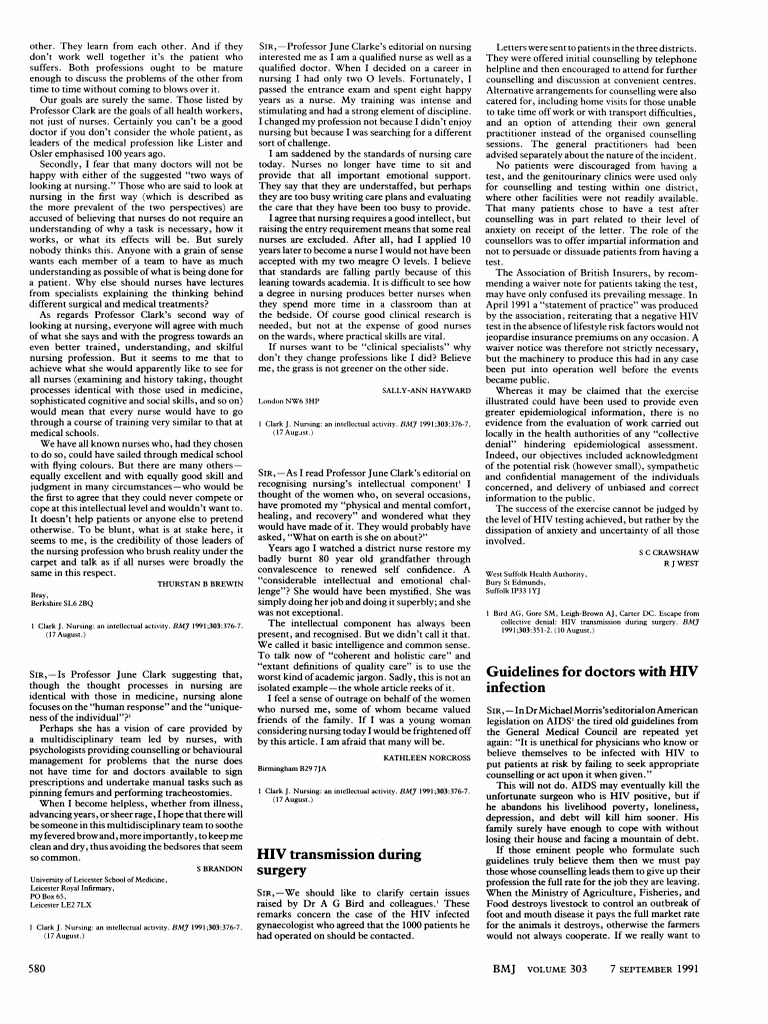 HIV Transmisions During Surgery | PDF | Nursing | Physician