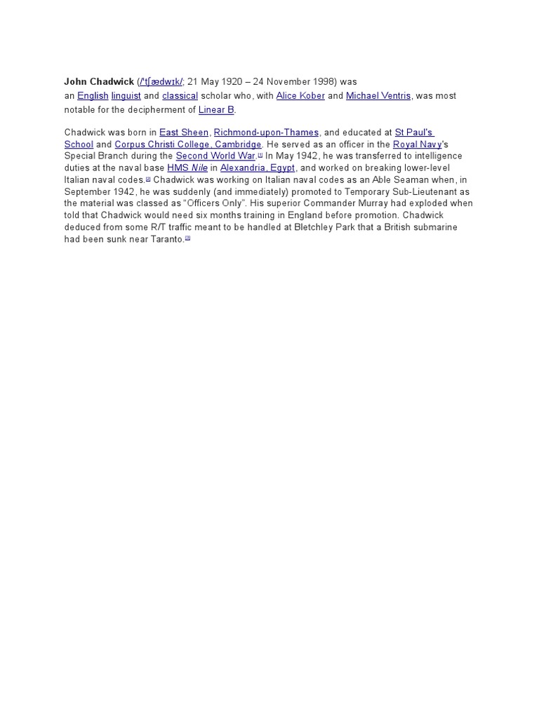 John Chadwick | PDF