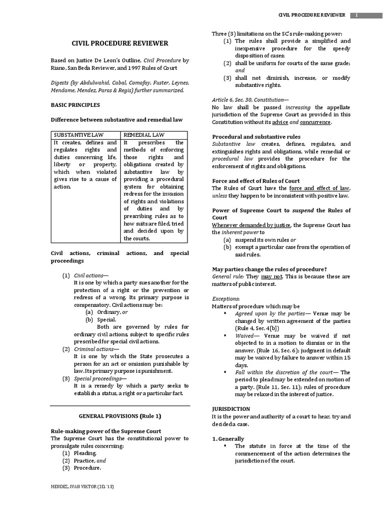 CivPro Reviewer | PDF | Pleading | Complaint