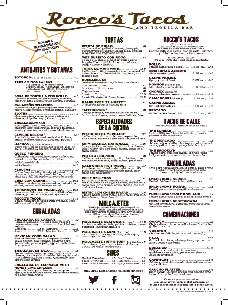 Tortas Rocco's Tacos: Antojitos y Botanas | PDF | Taco | Mexican Cuisine