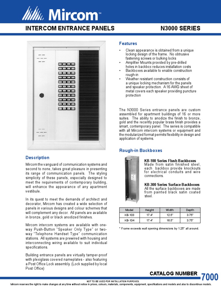 Mircom 300D60 Data Sheet | PDF | Loudspeaker | Electrical Wiring